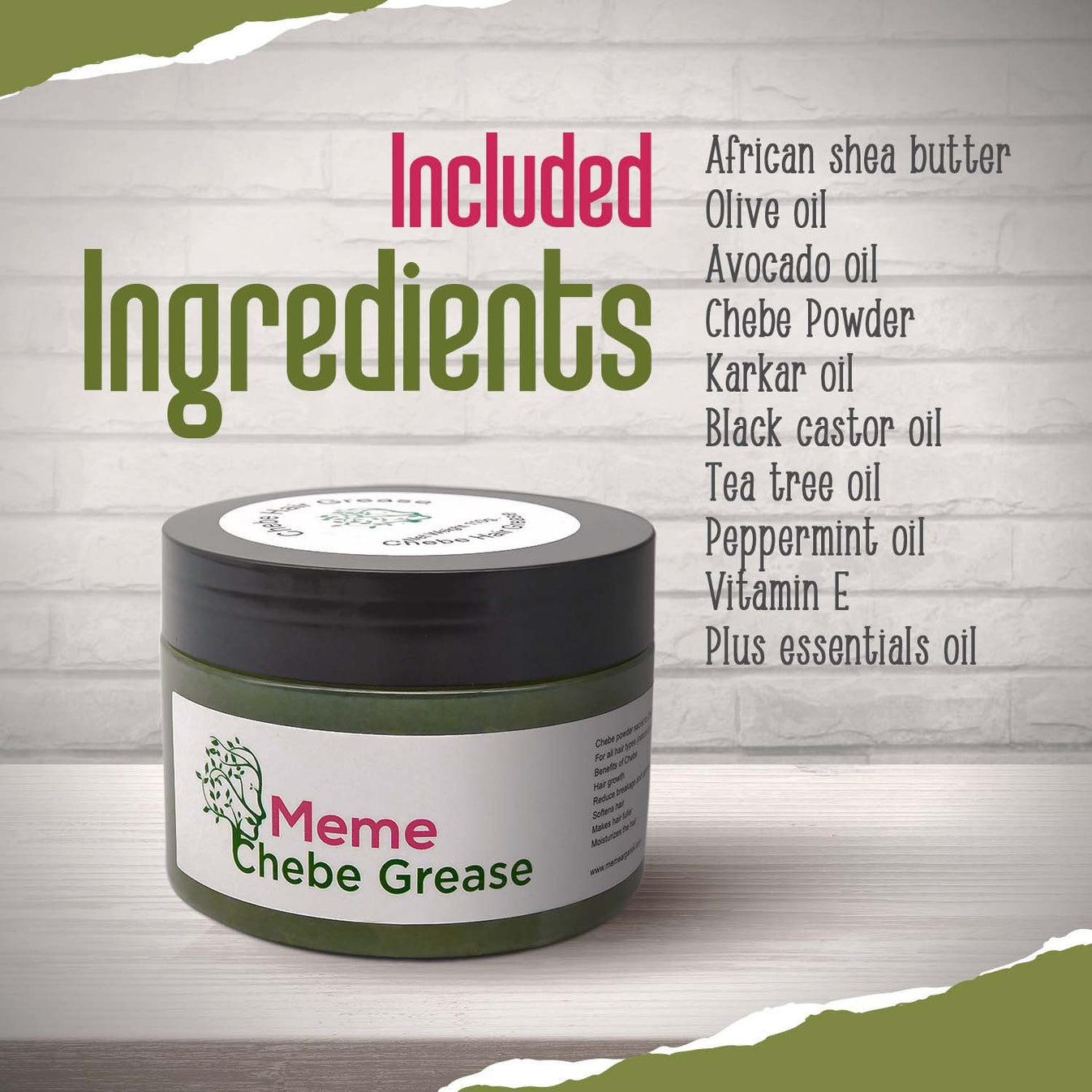 MEME Chebe Hair Grease for Hair Growth - 4 fl oz, Hair Pomade Hydratin ...